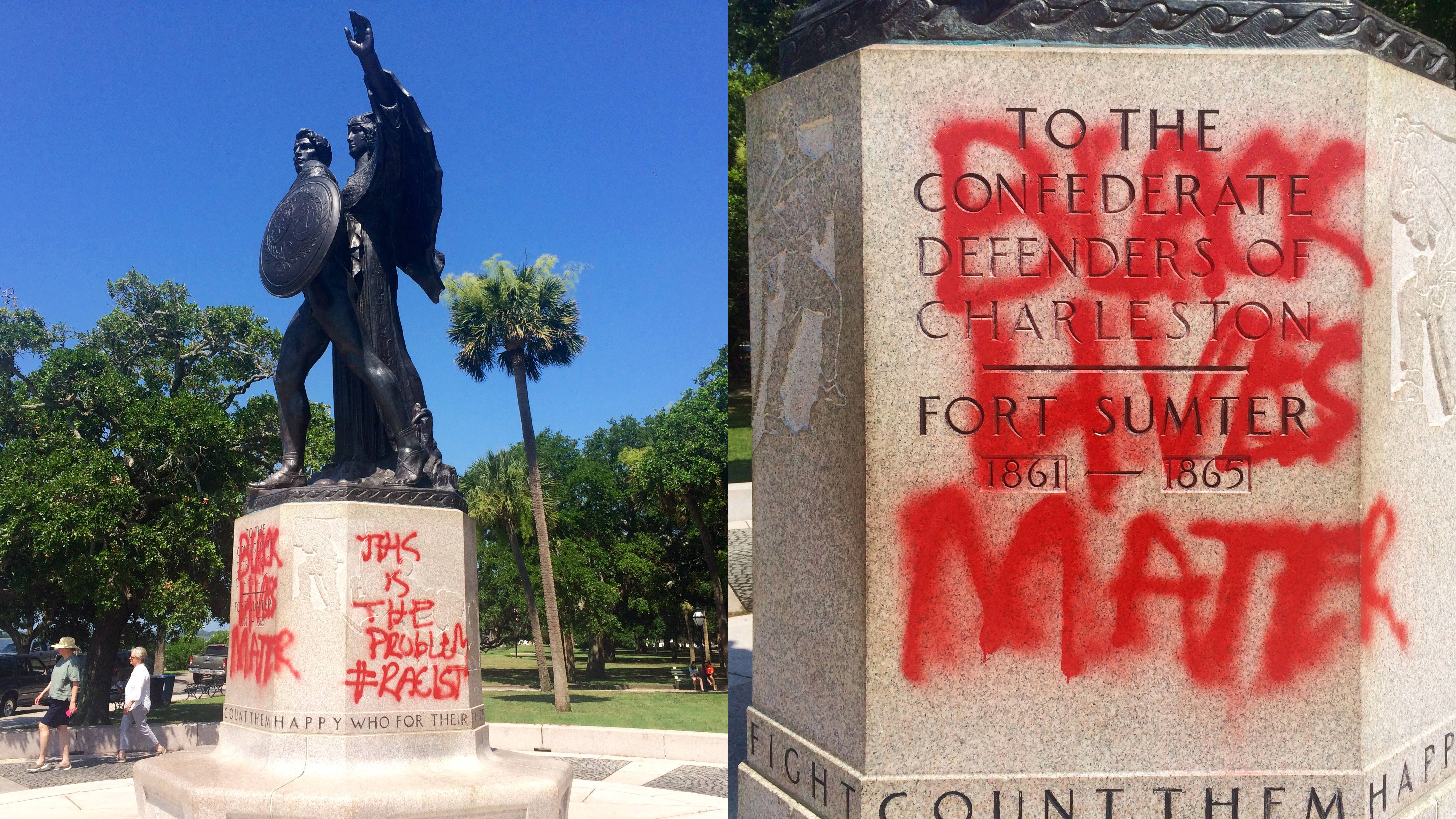 Protesters Spray Paint 'Black Lives Matter' on Confederate Statue ...