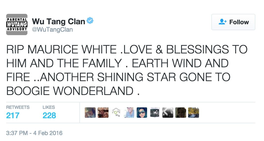 Wu Tang Clan - - Image 2 from Tweet Sheet: Celebrities React to Maurice ...