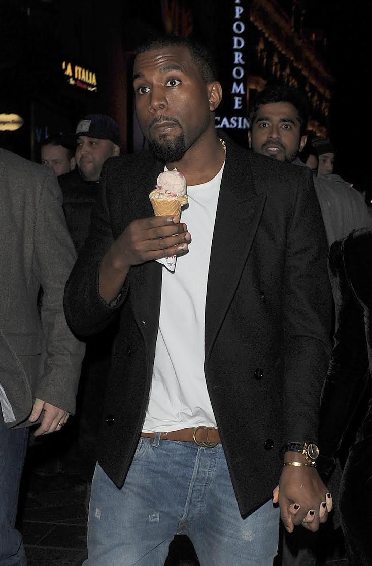 Eating ice cream of - Image 16 from Here's How Kanye West Celebrated ...