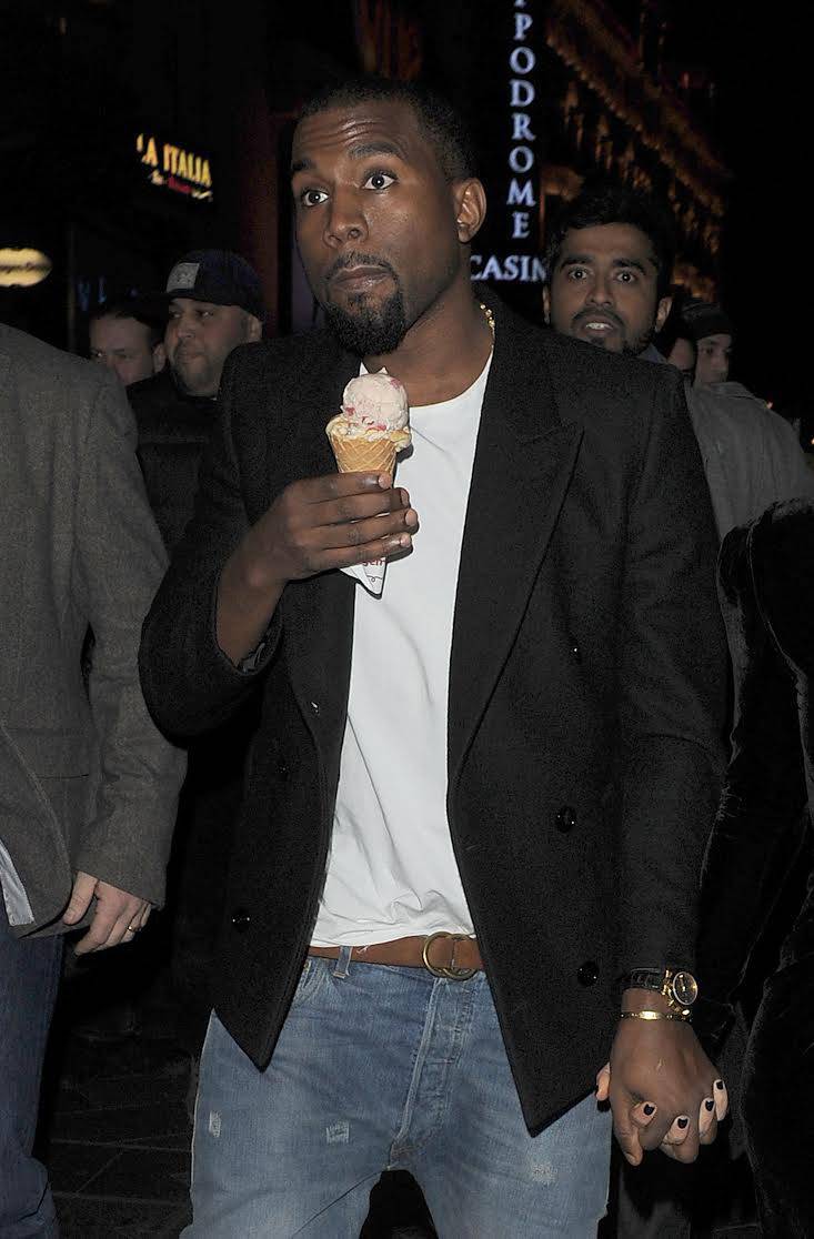 Eating ice cream of - Image 16 from Here's How Kanye West Celebrated ...