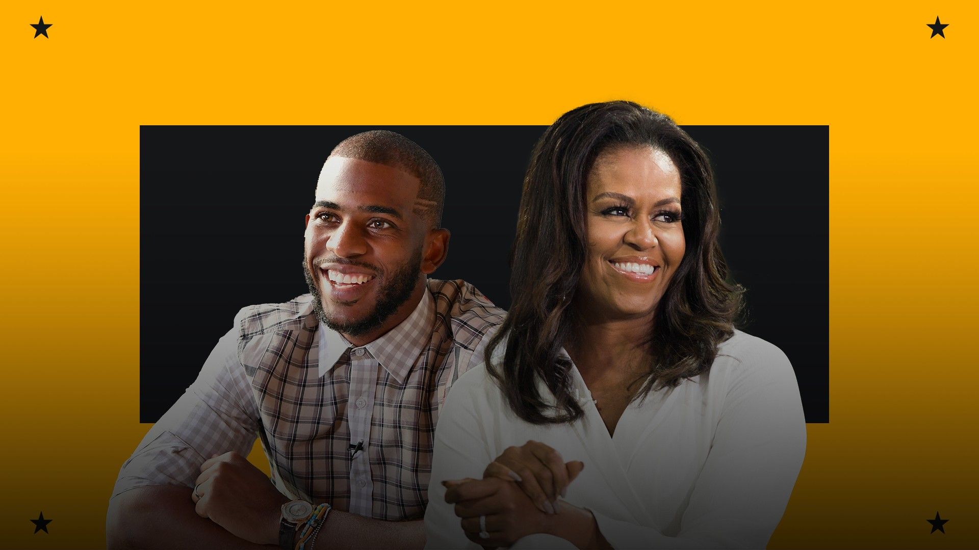 Former First Lady Michelle Obama and NBA star Chris Paul celebrate ...
