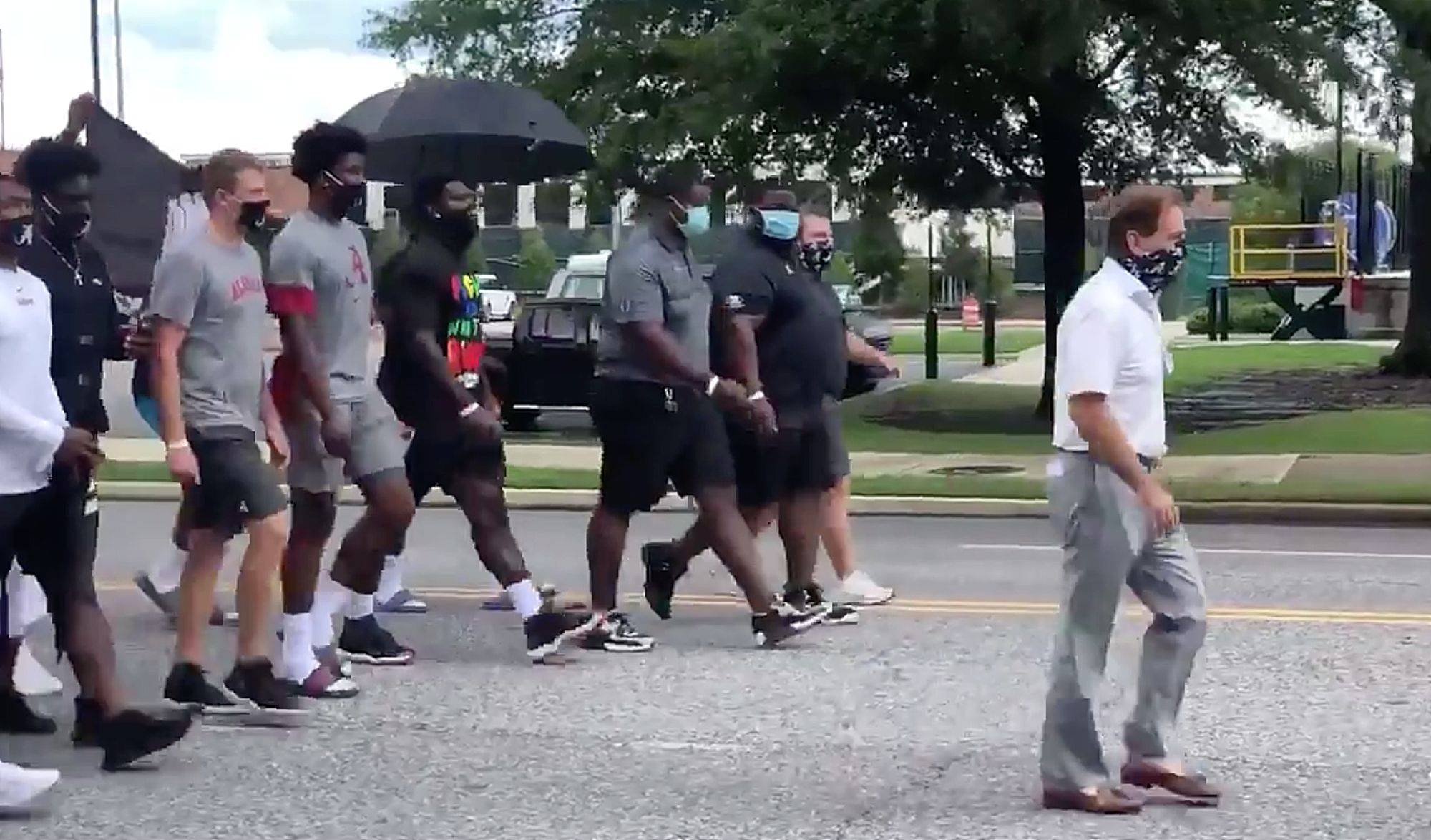 University Of Alabama Football Coach Nick Saban Leads BLM March On ...