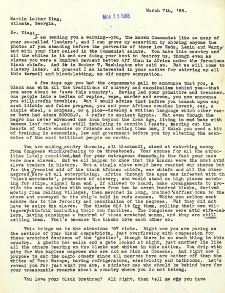 Critical Observation - - Image 9 from Martin Luther King Jr.'s Letters ...