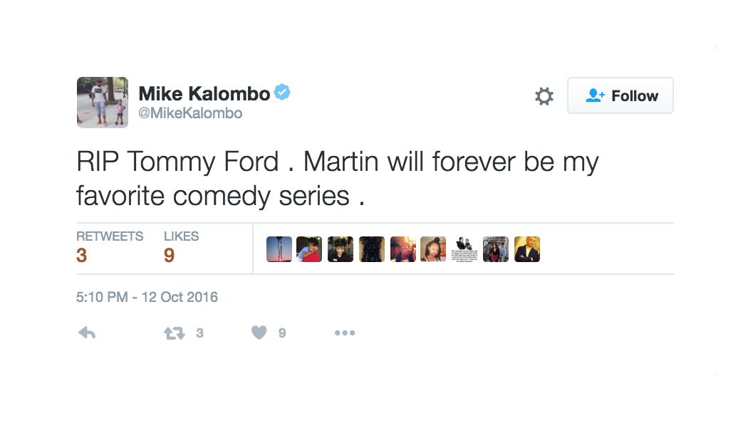 Mike Kalombo - (Photo: - Image 3 from Celebrities React to Tommy Ford's ...