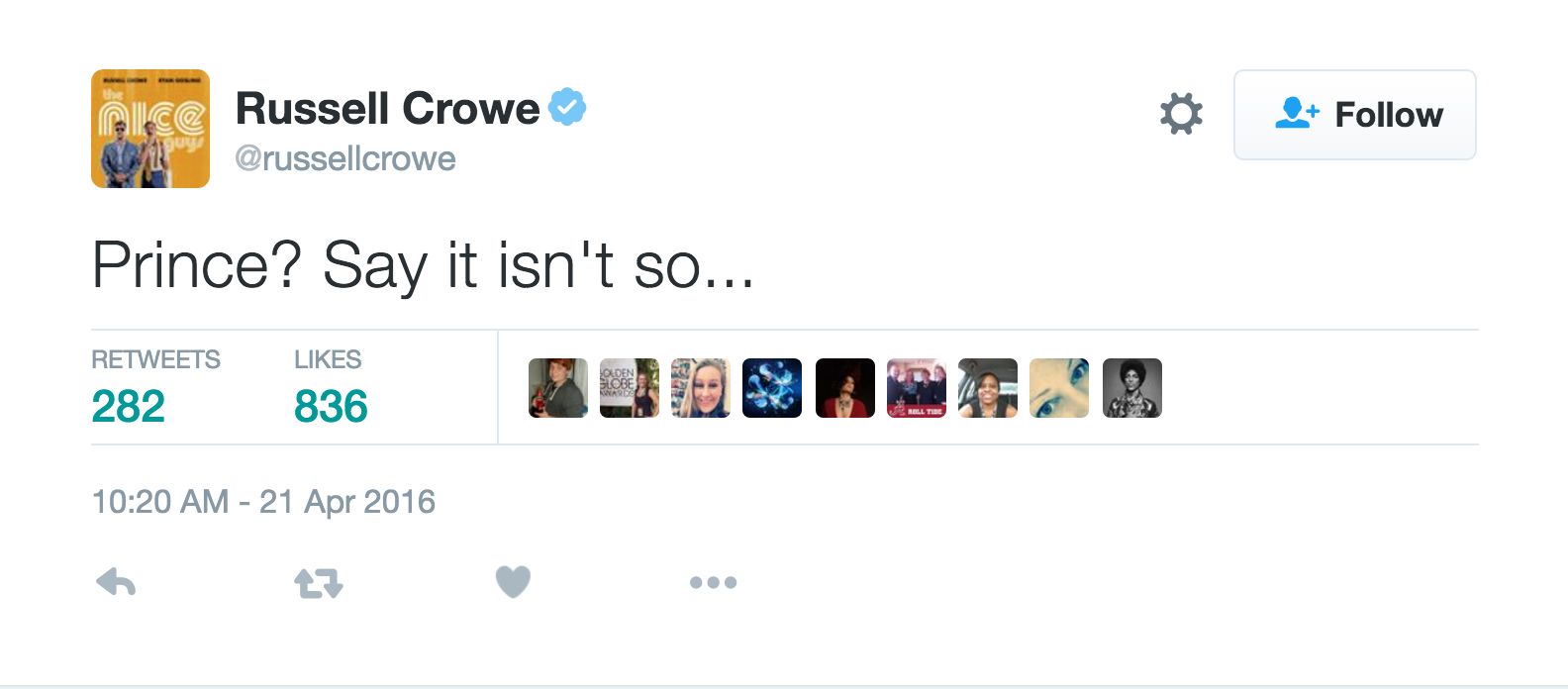 Russell Crowe - The - Image 20 from Tweet Sheet: Celebrities React to ...