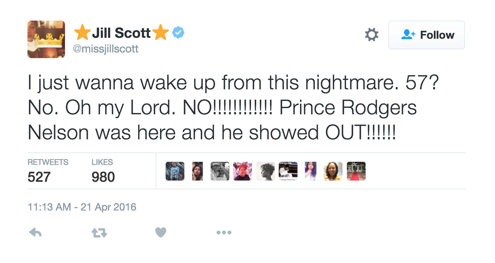 Jill Scott - Prince - Image 38 from Tweet Sheet: Celebrities React to ...