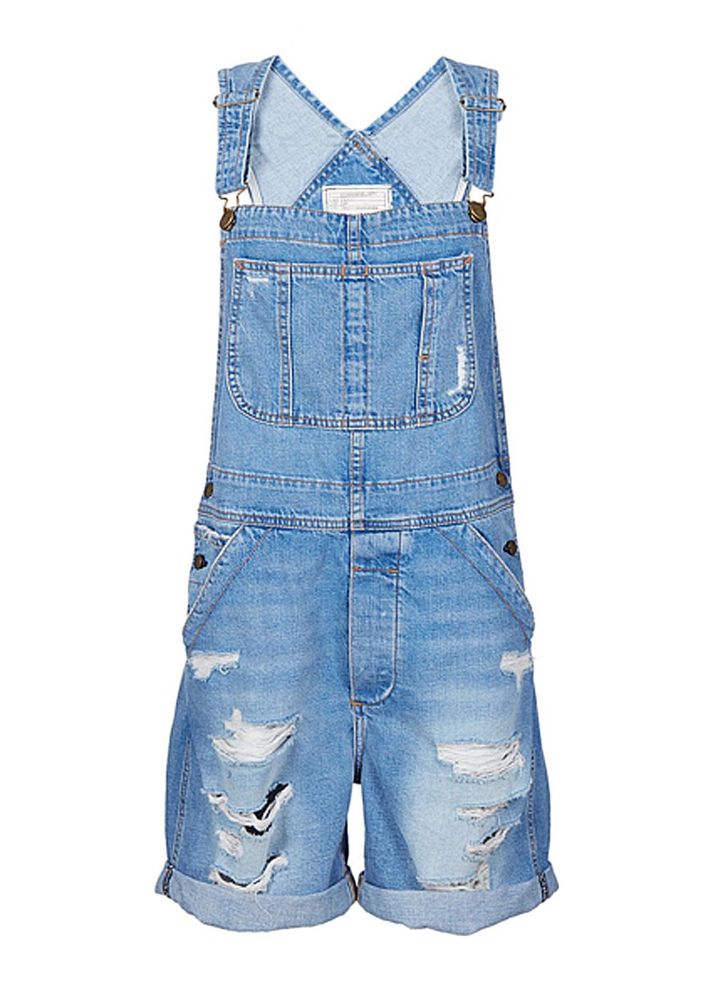 Current/Elliott Distressed Denim Overalls - Image 8 from Star-Spangled ...