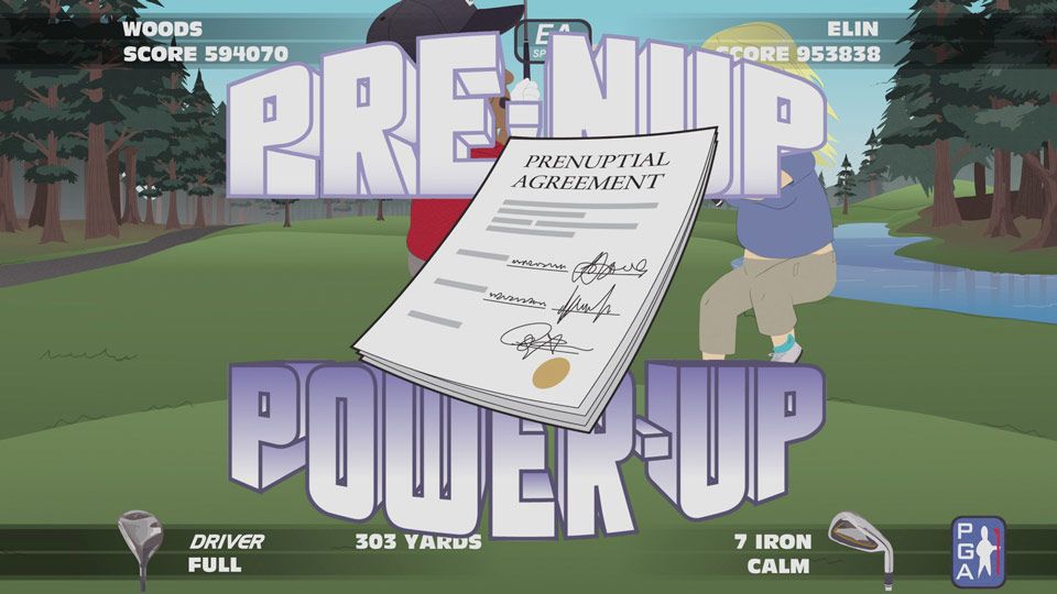 Video games, Elin Woods, Cartman, Stan, golfing, Fights, Tiger Woods ...