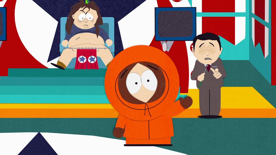 Ms. Crabtree, Kenny, kyle, Stan, Kenny's Mom, Kenny's Dad, Cartman ...